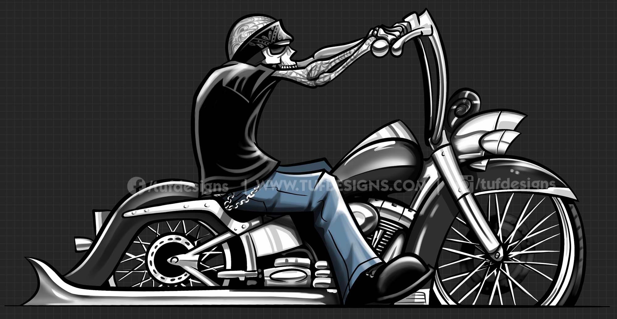 Black Vicla Motorcycle Skeleton Art Cholo Style Drawing - Etsy