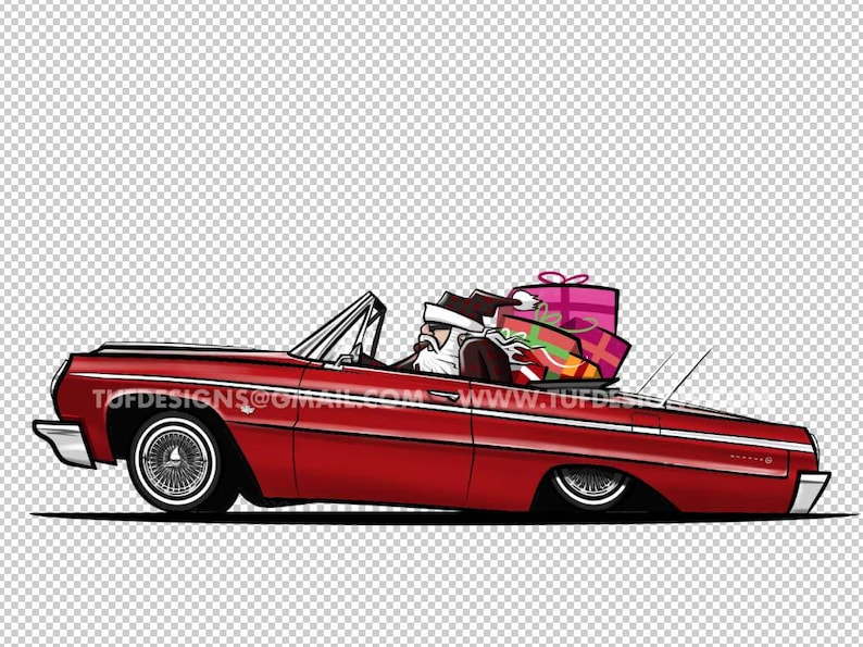 Santa Claus Lowrider Artwork: Christmas Illustration (png and Jpg ...