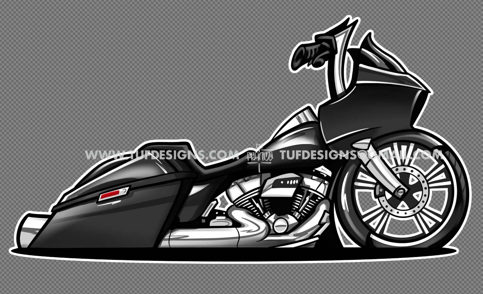 Motorcycle Drawing, Big Wheel Bagger, Cartoon Illustration, Motorbike ...