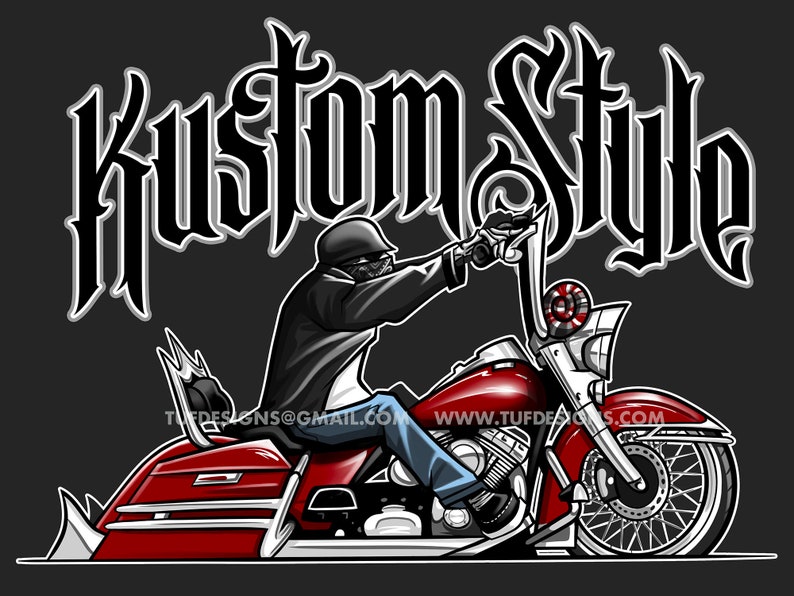 Red Cholo Style Motorcycle Personalized Artwork Chicano Mexican Biker ...