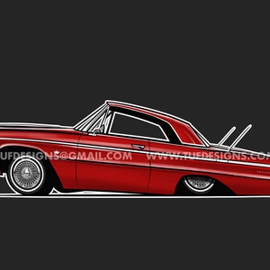 Lowrider Drawing, 64 Impala Artwork, Classic Chevrolet Car, Old Chevy ...
