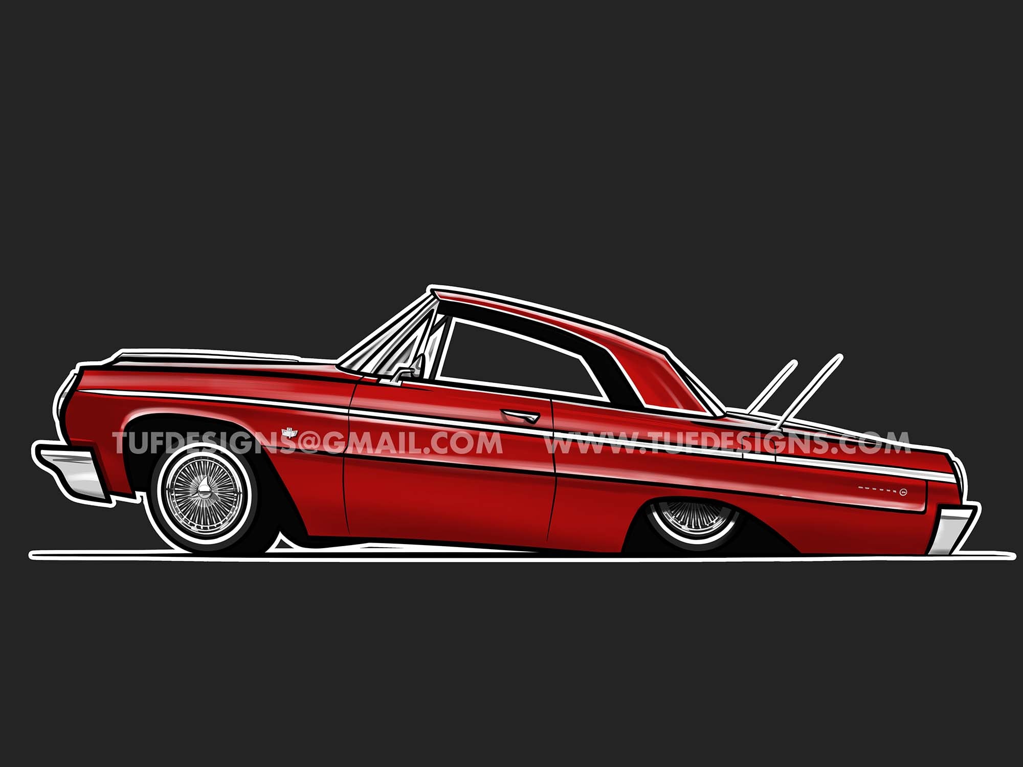 Lowrider Drawing, 64 Impala Artwork, Classic Chevrolet Car, Old Chevy ...