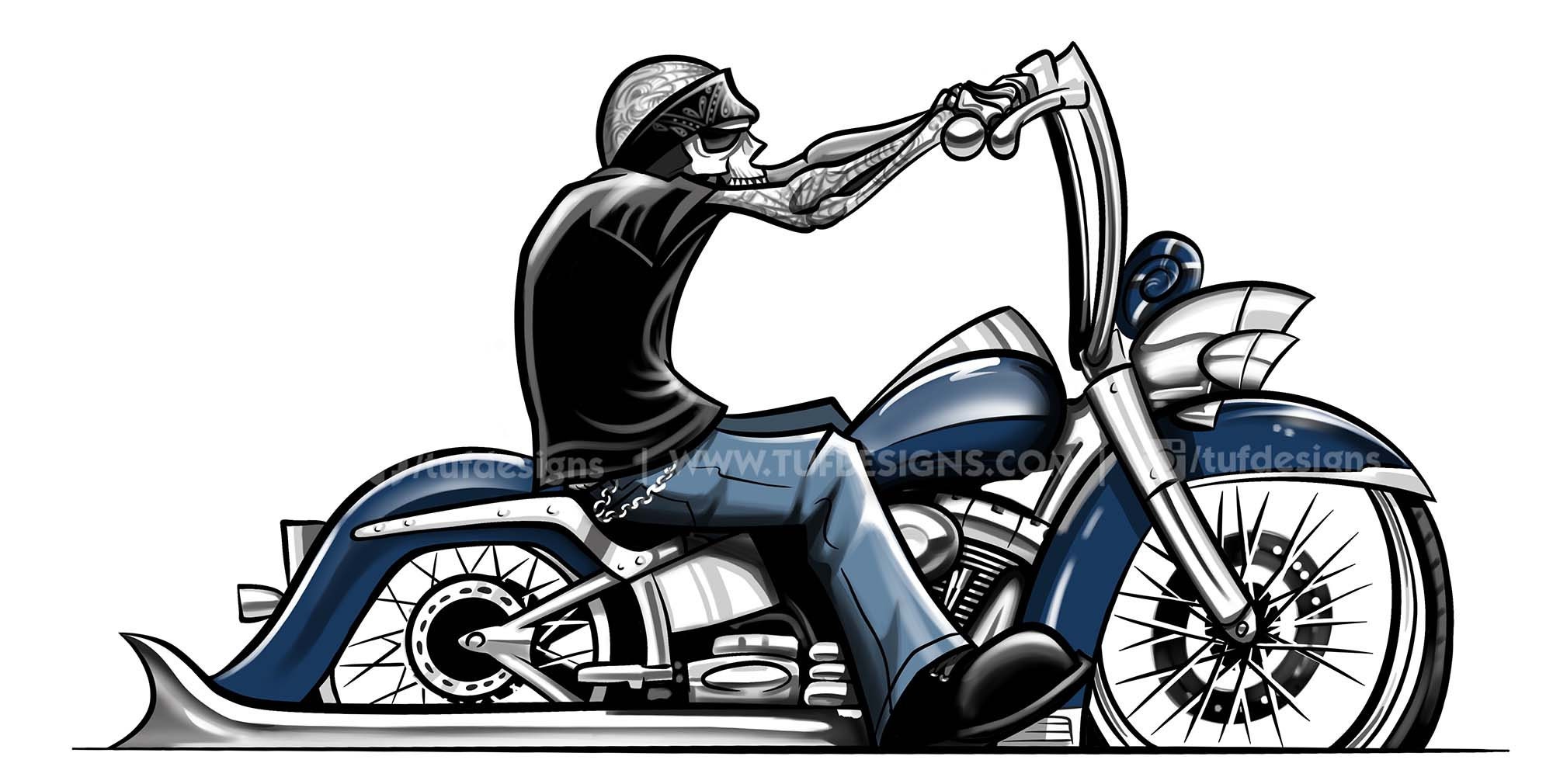 Blue Vicla Motorcycle Skeleton Art Cholo Style Drawing (Download Now) - Etsy