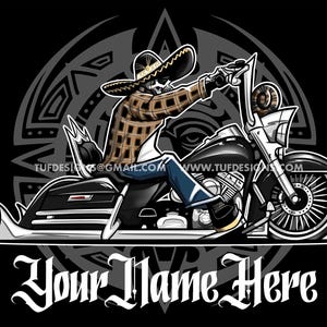 Motorcycle Biker T-shirt With Personalized Name, Skeleton Cholo ...