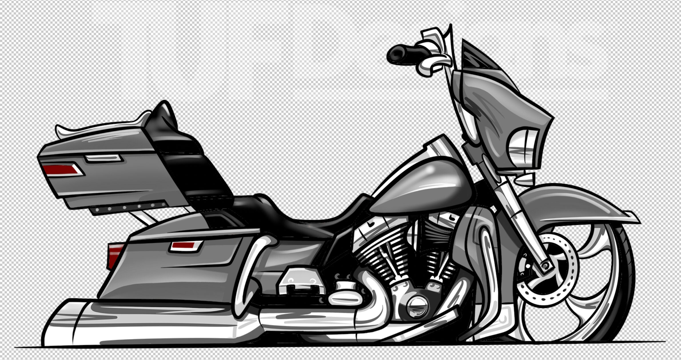 Motorcycle Digital Art: Touring Bagger Cartoon Drawing (JPG, PNG) - Etsy