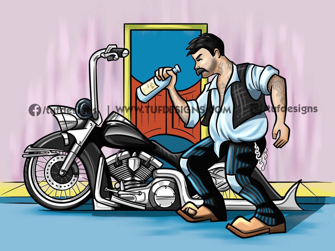 Motorcycle Illustration, El Borracho Png, Lowrider Bike, Cholo Style ...