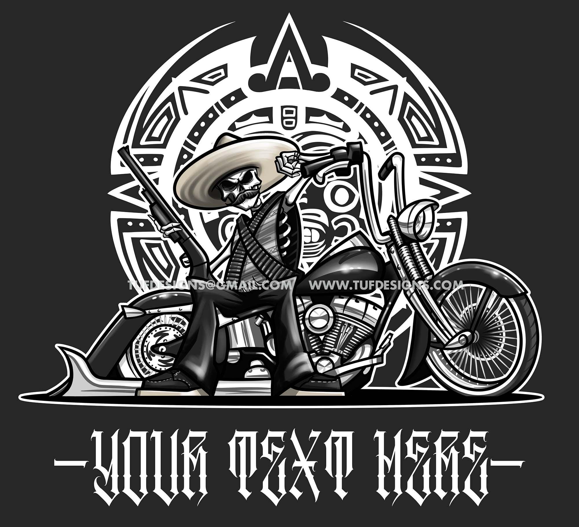 Personalized Motorcycle Artwork, Vicla With Skeleton Biker Drawing ...