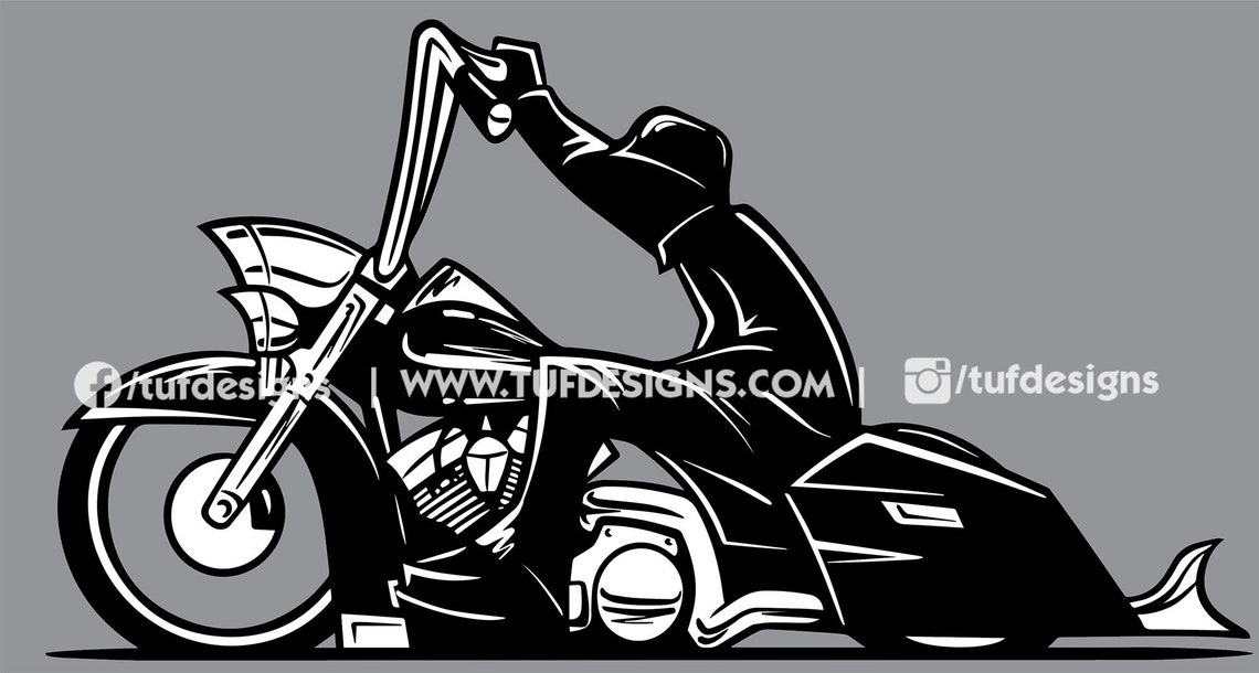 Motorcycle Artwork, Custom Bagger, SVG Vector Art, Gangster Biker ...