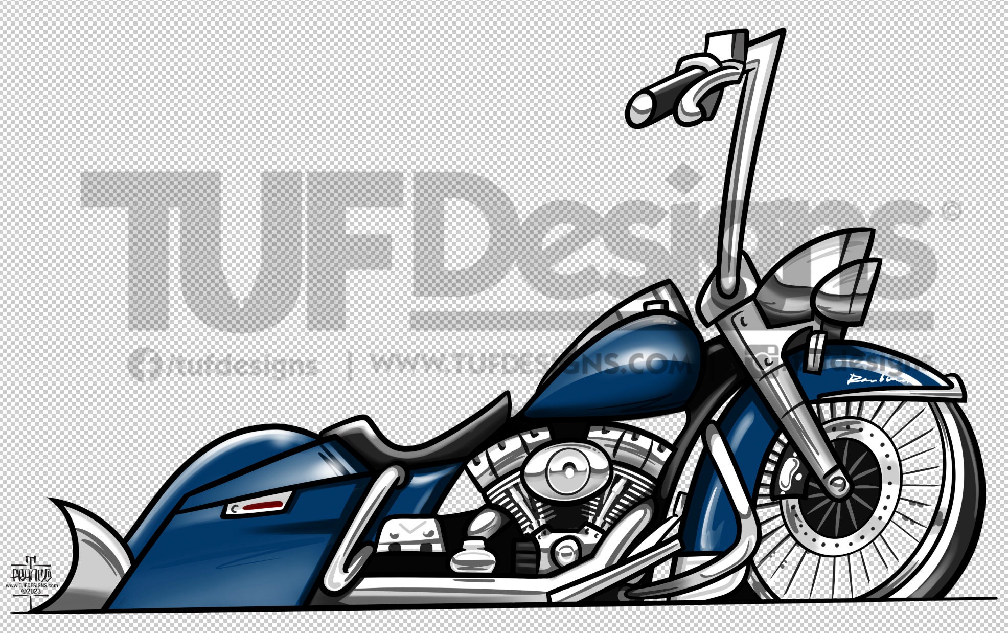 Blue Bagger Motorcycle Drawing Cholo Style Vicla Lowrider Bike Clipart ...