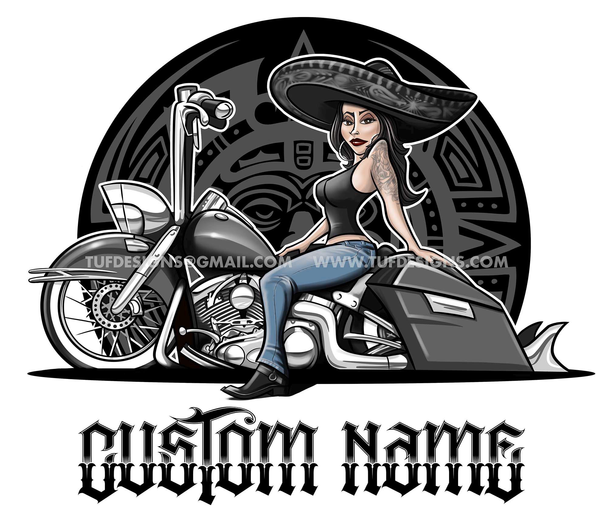 Motorcycle Drawing, Low Rider Art, Cholo Style Bagger, Chicano Style ...