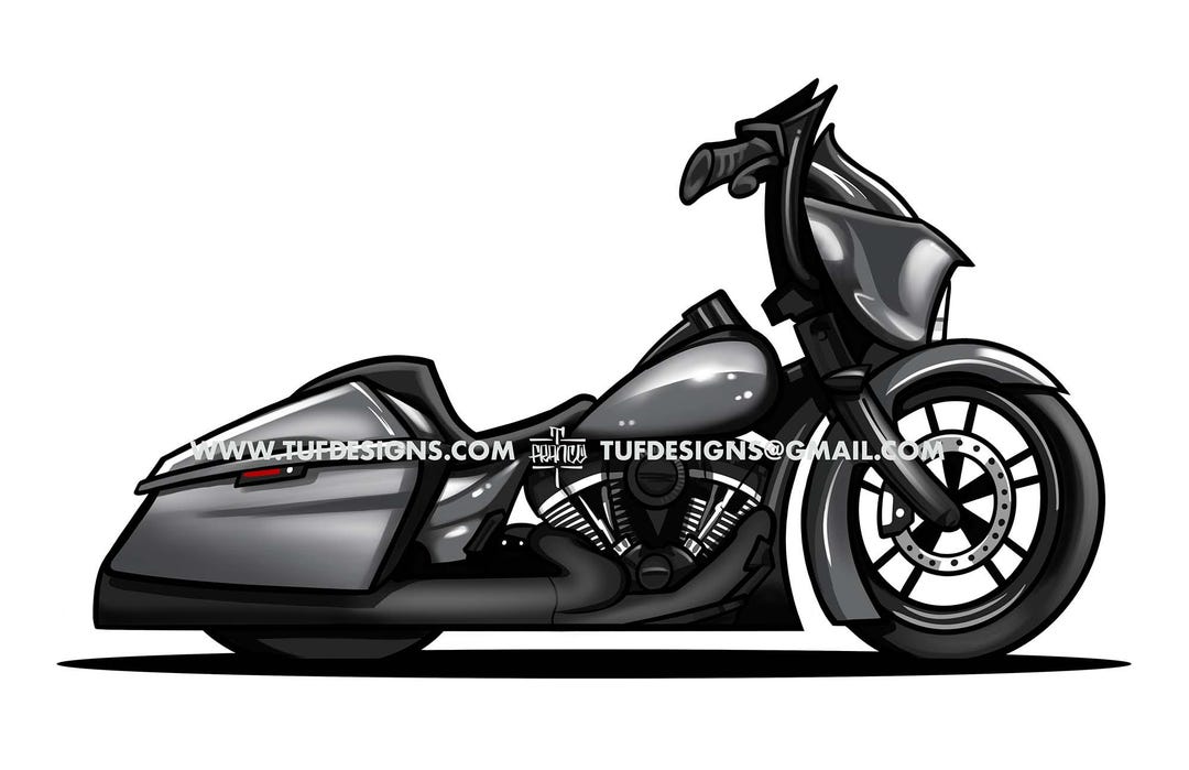 Street Glide Motorcycle Drawing, Png Design, Digital Art, Biker Logo ...