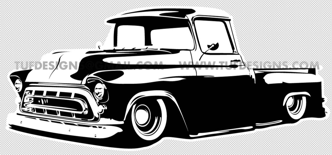 Pickup Truck Art, SVG Design, Classic Truck Silhouette, 57 Chevy Pickup ...
