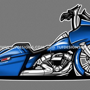 Drawing of a Blue Motorcycle, Custom Bagger, Motorbike Clip Art ...