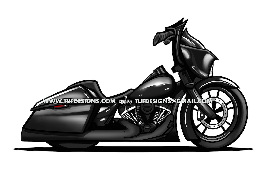 Street Glide Motorcycle Drawing, Harley Davidson Png Design, Motorcycle ...