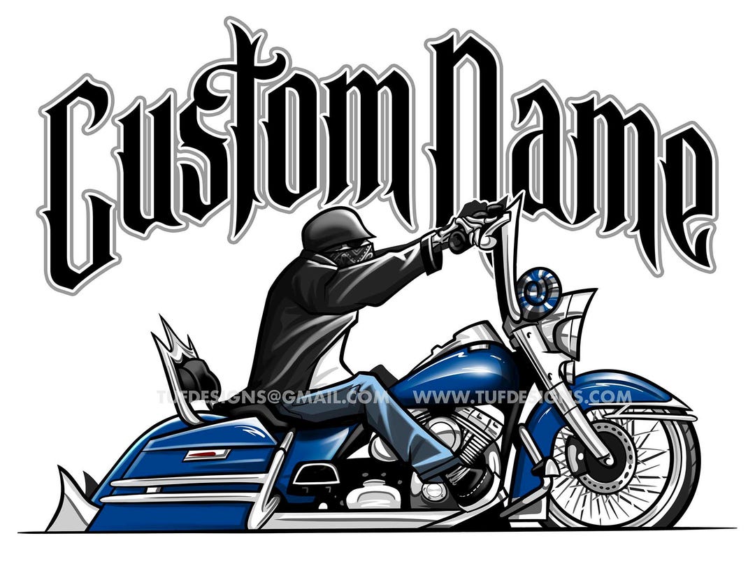 Motorcycle Drawing, Cholo Style Bagger, Personalized Design, Bike Shop ...