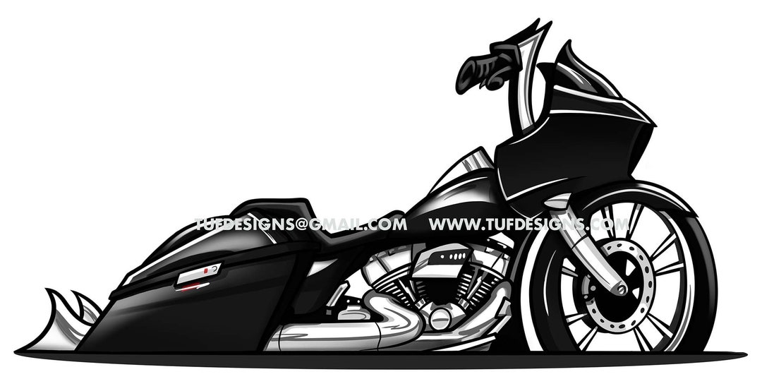PNG Design of Black Bagger Motorcycle Drawing - Etsy