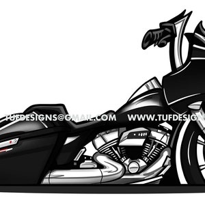 PNG Design of Black Bagger Motorcycle Drawing - Etsy