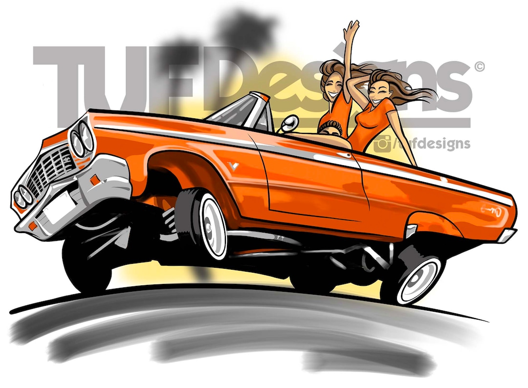 Convertible Lowrider Car Cruising Art Design - Etsy