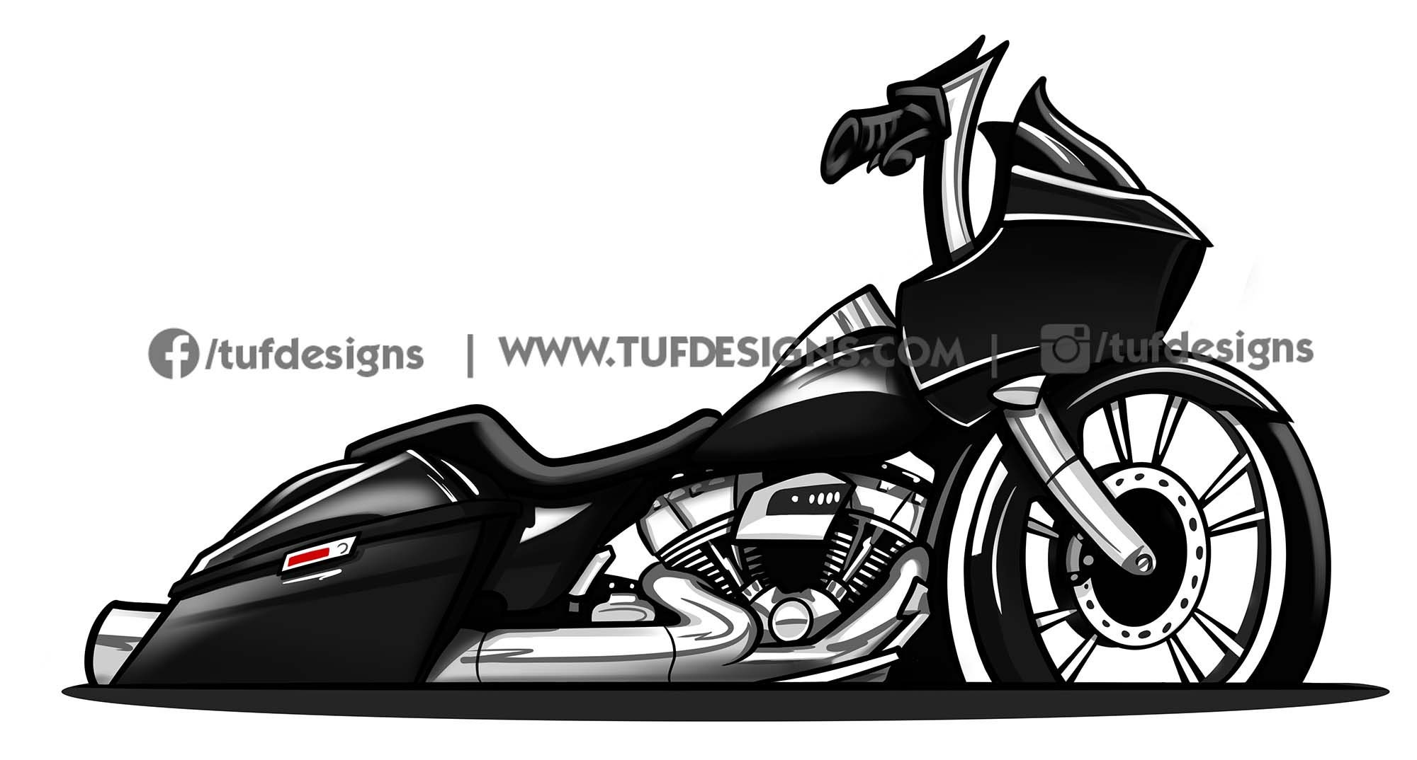 Motorcycle Drawing Black Bagger Digital Art Illustration - Etsy