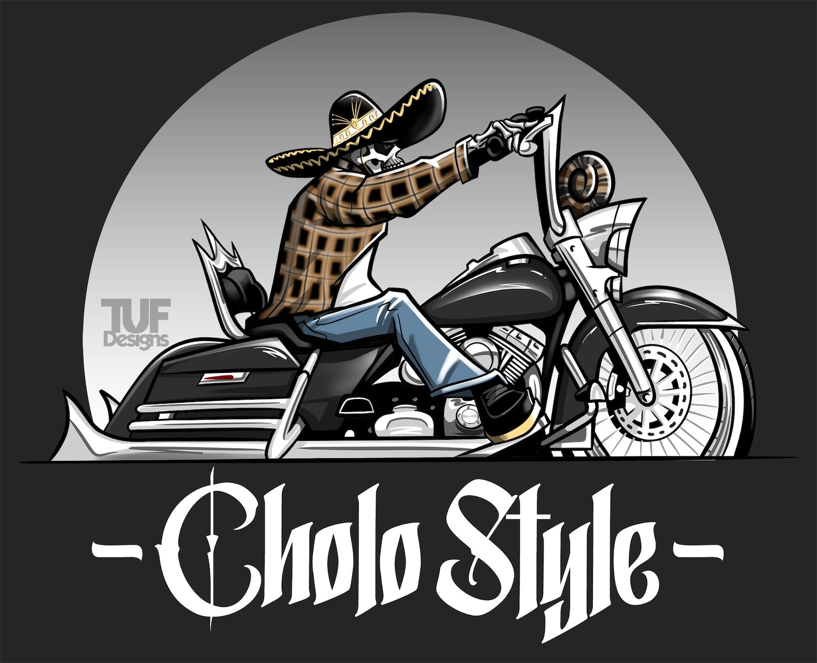 Cholo Style Harley Motorcycle Skeleton Lowrider Back Print - Etsy