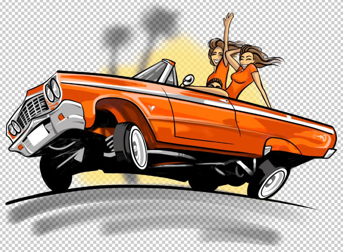 Lowrider Car Drawing, 64 Impala Logo, Custom Convertible Design ...