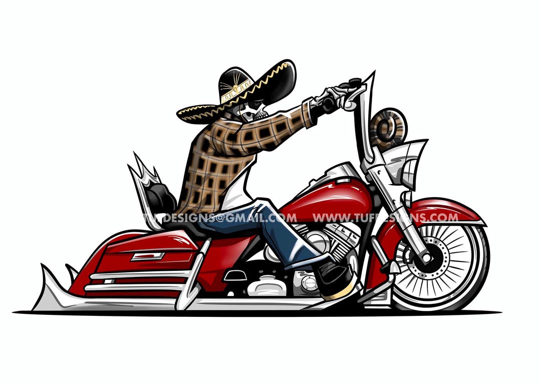Skeleton Biker, Motorcycle Drawing, Bike Rider Illustration, Custom ...