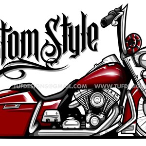 Personalized Drawing of a Lowrider Style Bagger Motorcycle, T-shirt ...