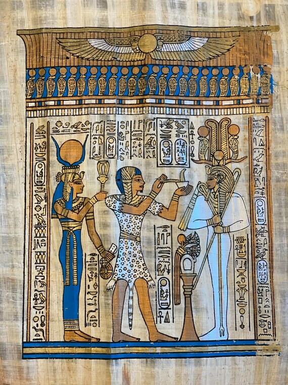 Vintage / Antique Egyptian Papyrus Pharaoh Art Piece - Etsy