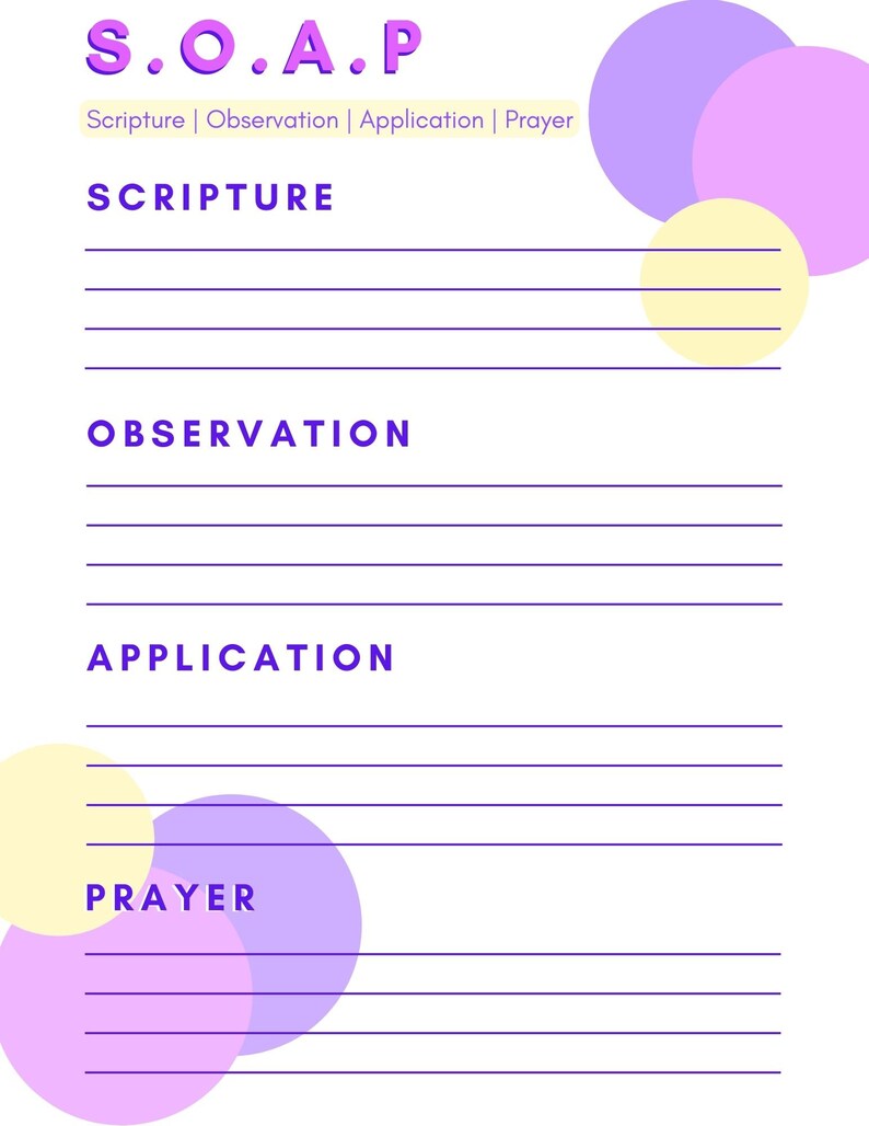 Girls Bible Study Journal, Printable SOAP Bible Study Method Journal ...