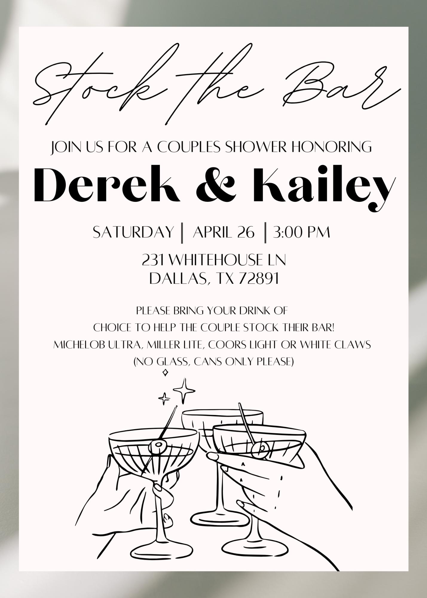 Beige and Cream Stock the Bar Party Invitation Download - Etsy