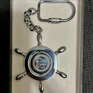 Keychain Rotating Disk Ships Wheel Key Holder Silver. Avon Vintage ...