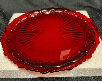 Avon Red Glass Dinner Plate - Etsy