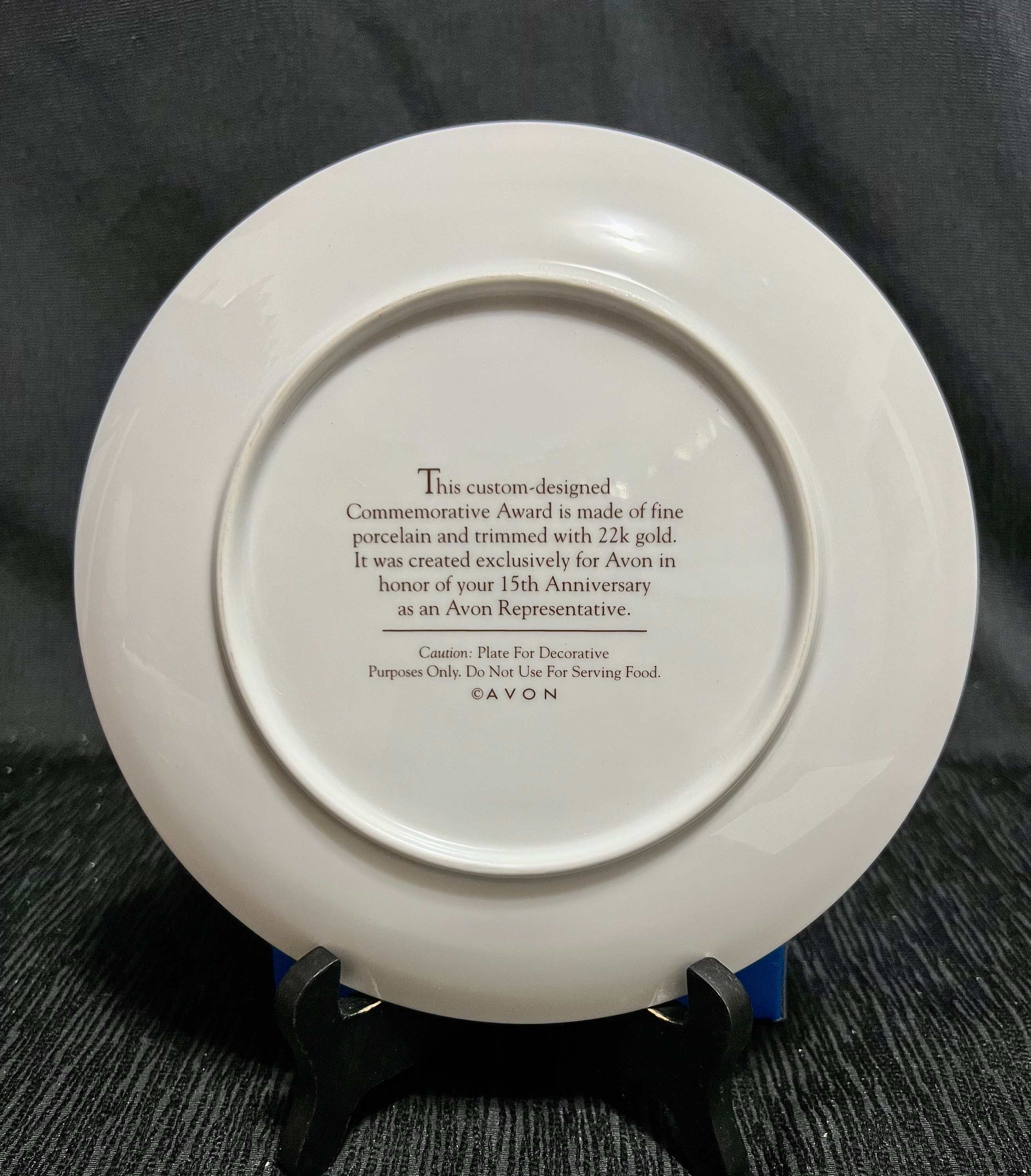 Vtg Avon “the Avon Rose” 15th Anniversary 22k Gold Trim Collectible ...