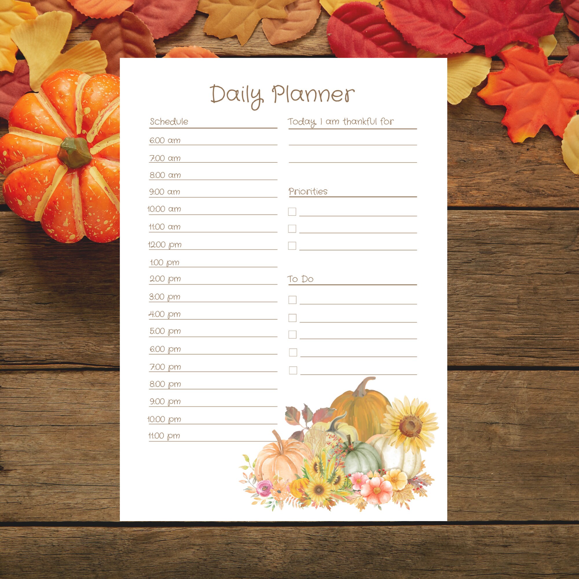 Fall Inspired Daily Planner; Instant Download; Printable and Fillable ...