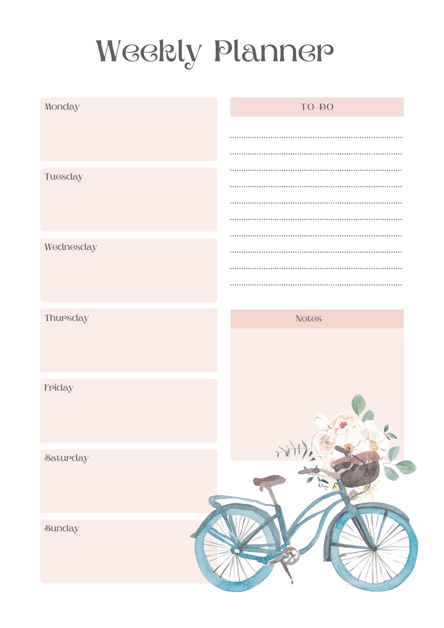 Minimalistic Printable and Fillable Weekly Planner; Instant Download ...