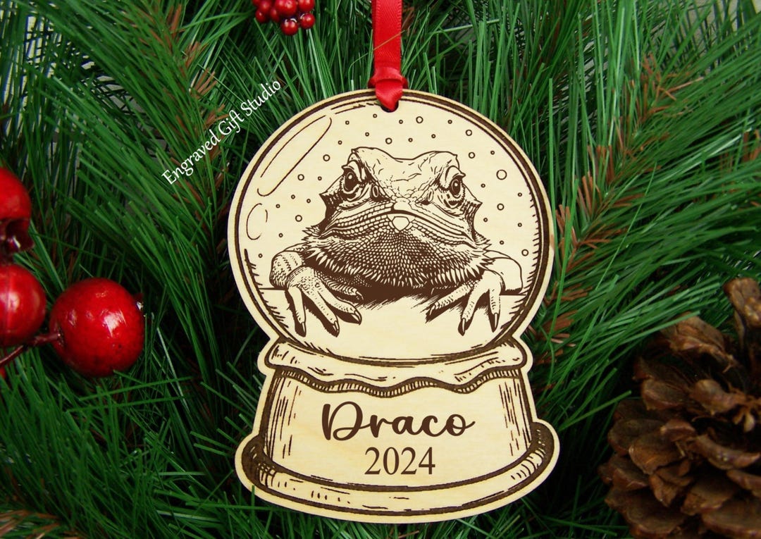 Wooden Engraved Bearded Dragon Ornament, Personalized Bearded Dragon ...