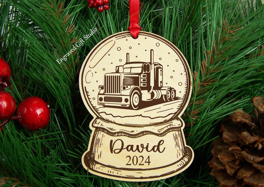 Semi Truck Ornament, Personalized Christmas Ornament Gift for Him, Big ...