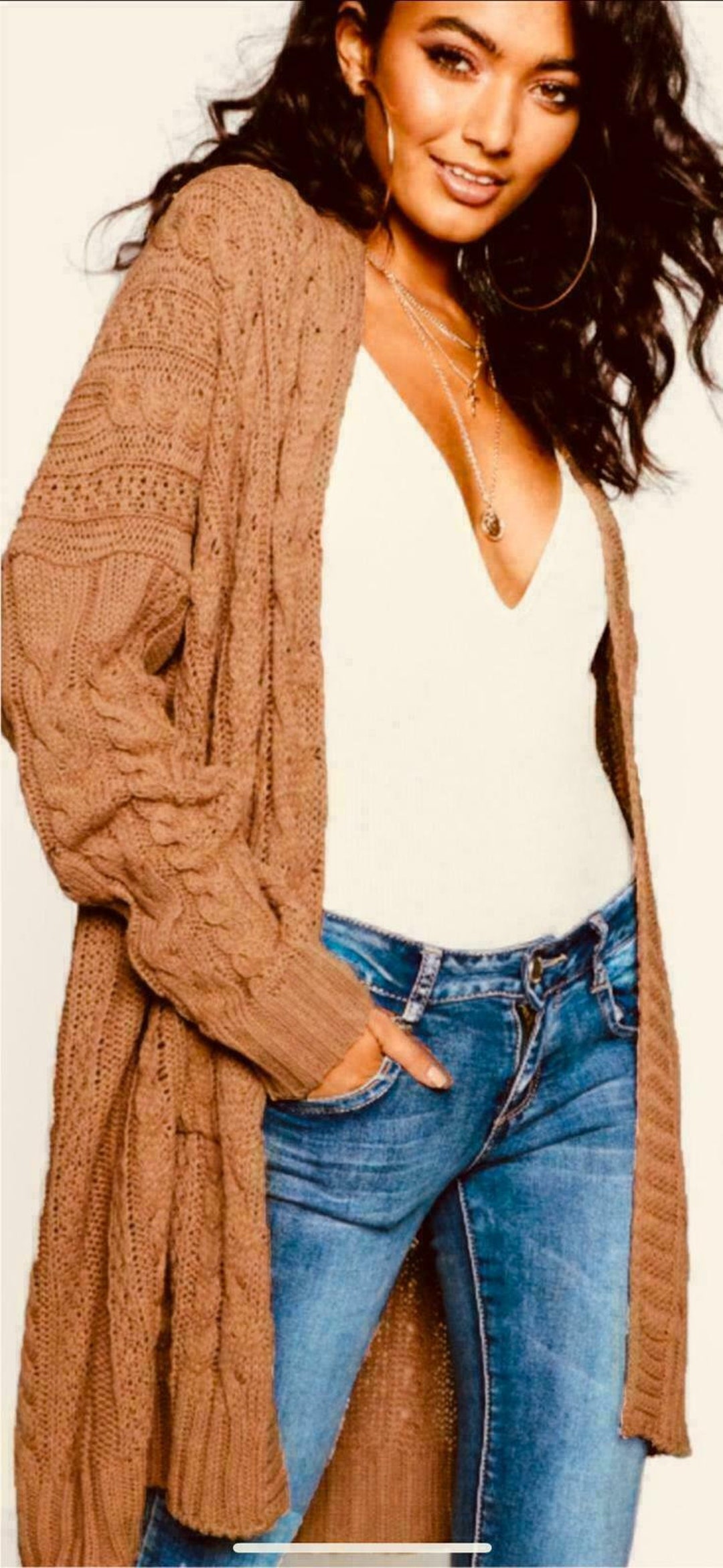 Women's Chunky Knit Sweater Open Front Pocket Coat Long Cardigan - Etsy