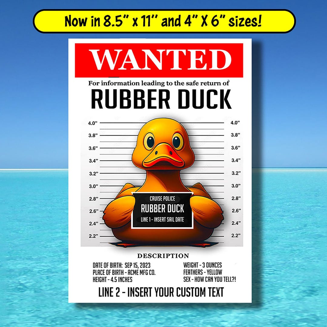 Wanted Rubber Duck Cruise Magnet: Personalized Cabin Decor - Etsy