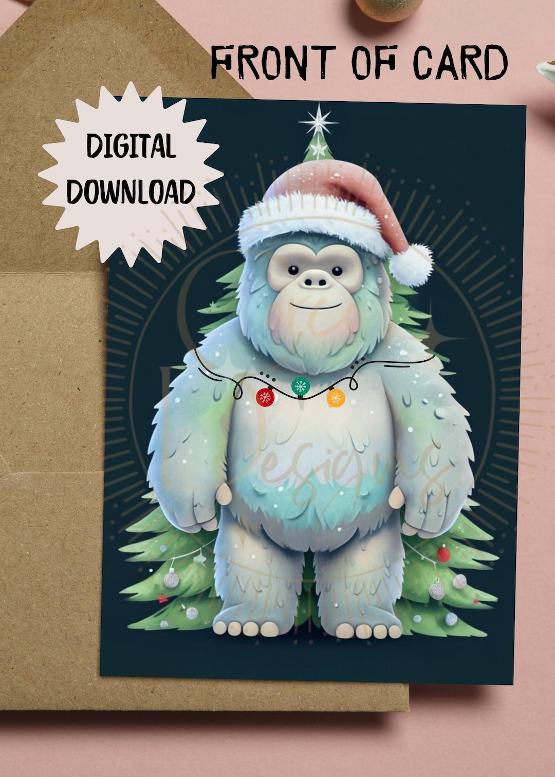 Sasquatch Bigfoot Merry Squatchmas Christmas Card, Custom Digital ...
