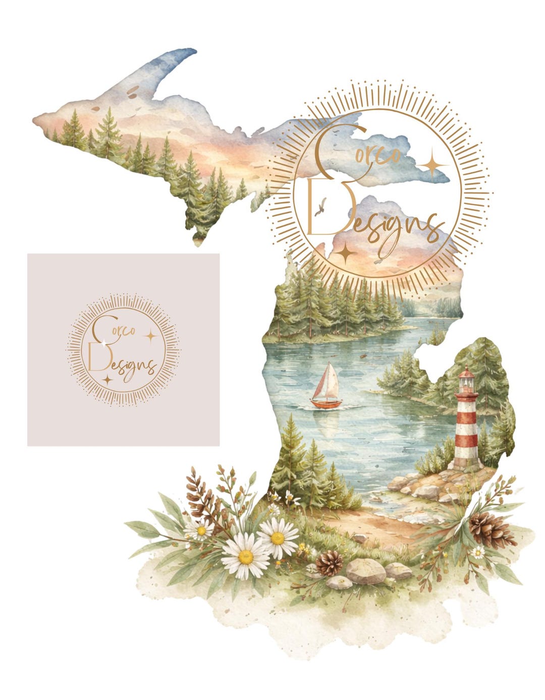 Michigan State Mackinac Bridge Water Color PNG Digital Download, Pure ...