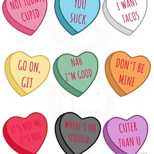 Valentines Candy Hearts Png, Candy Hearts Design, Funny Valentines Png ...