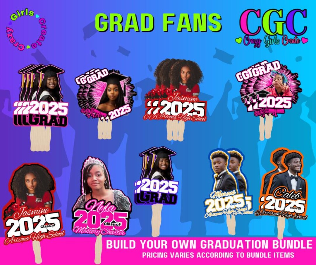 Graduation Fan - Personalized Graduation Big Heads on a Stick - Custom ...