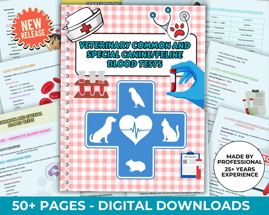 Vet Blood Tests Guide – Canine and Feline, Vet Tech and Nurse (digital ...