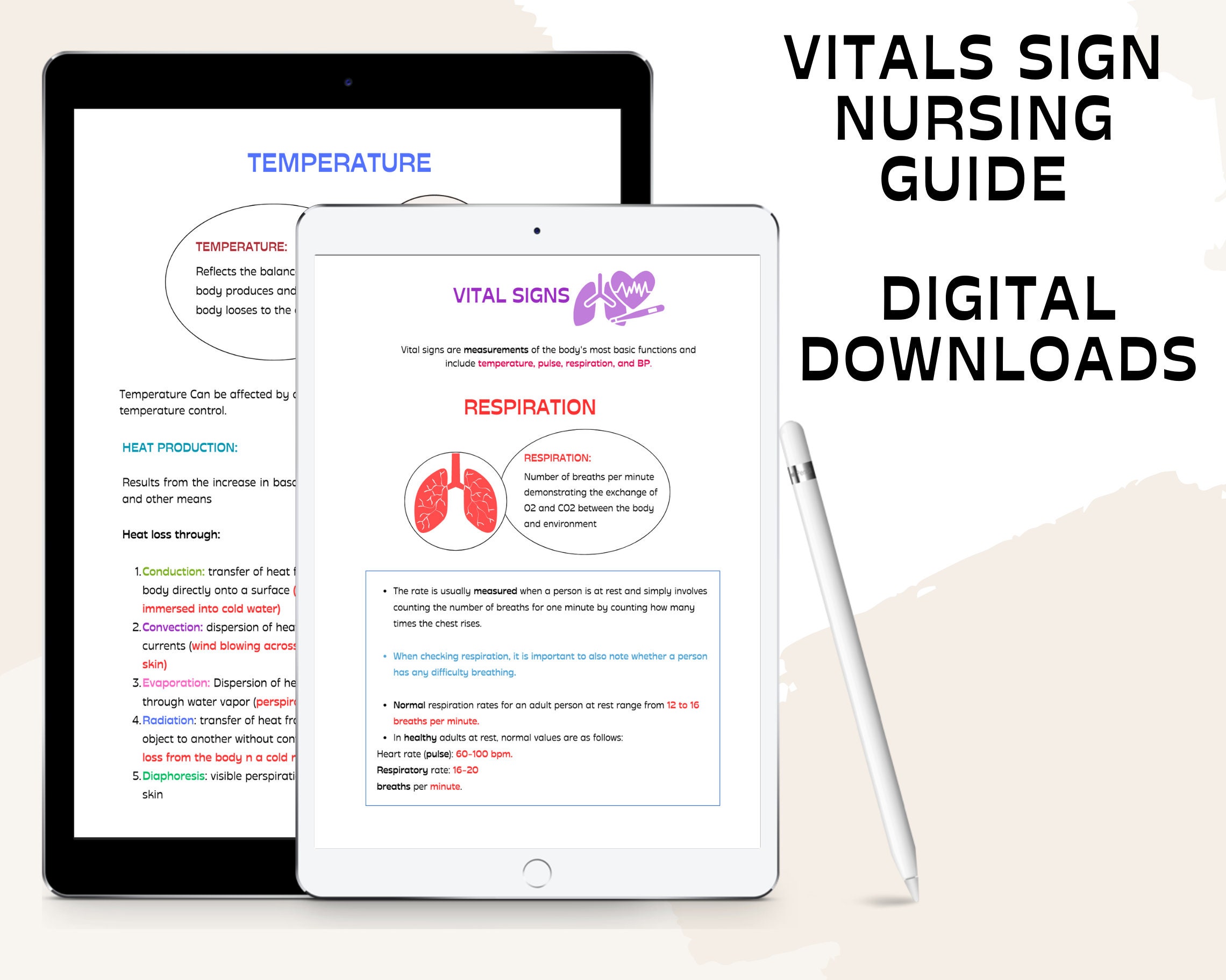 Nursing Vital Signs Study Guide, Nursing School Bundle, Nursing Study ...