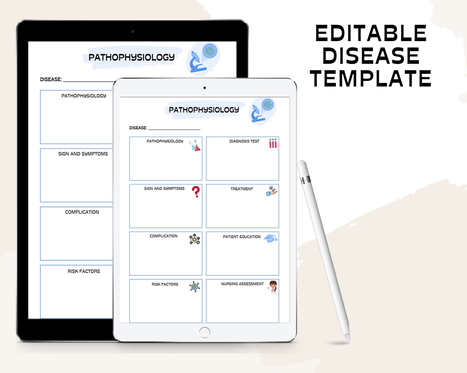 Editable Pathophysiology Template | Med Surg Study Template | Disease ...