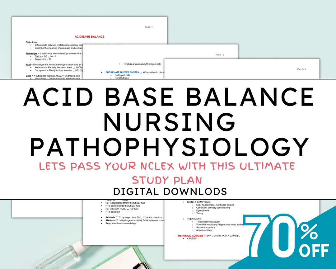 Acid Base Balance Nursing Pathophysiology Study Guide Perfect for ...
