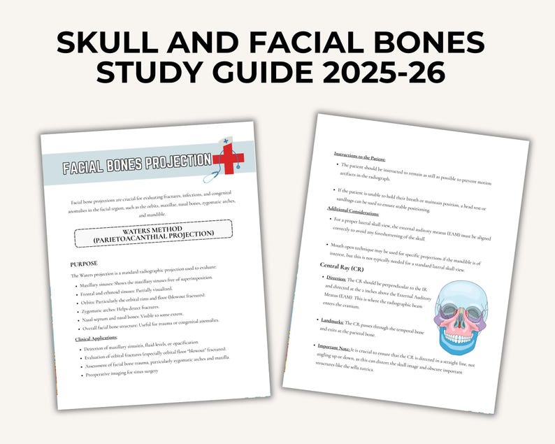 Skull & Facial Bones Positioning Study Guide – Rad Tech Review (digital ...