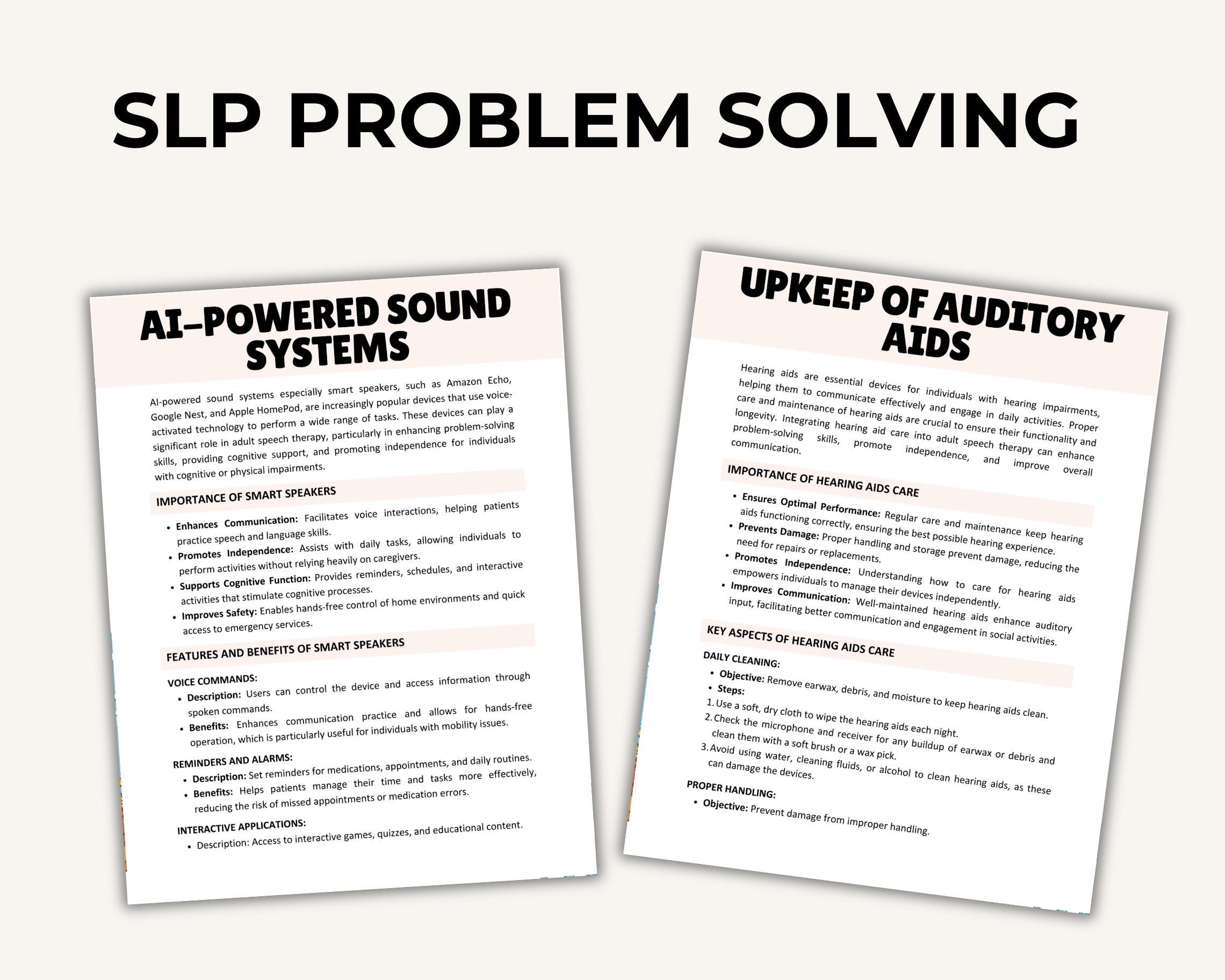 Problem Solving Pack Speech Therapy Resources, Stroke, TBI, Medical SLP ...