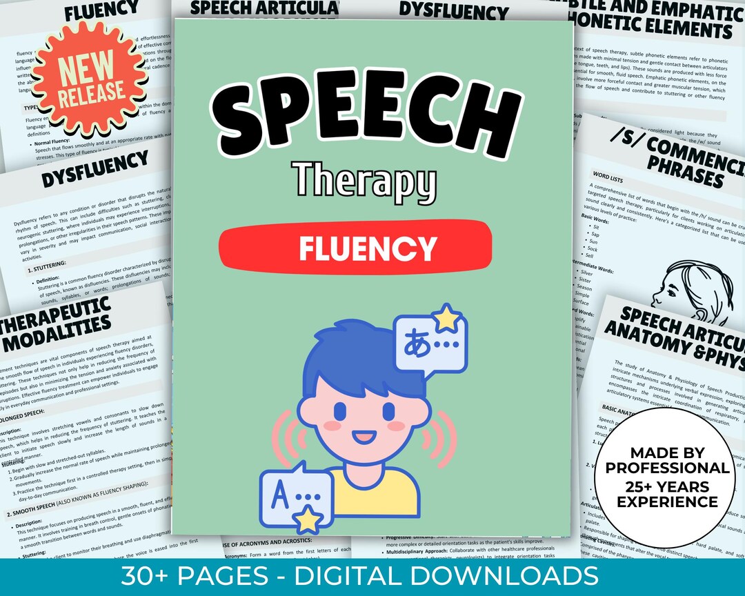 Fluency Speech Therapy Workbook: Aphasia, Stuttering Resources (PDF) - Etsy